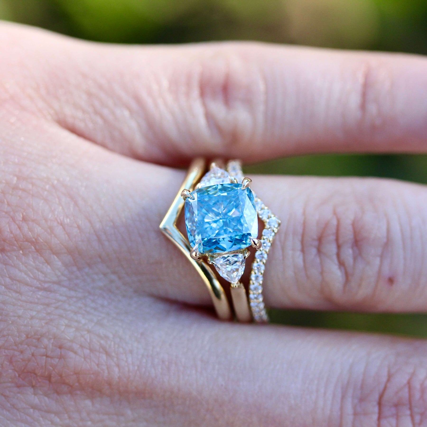 Cushion Engagement Ring with Side Stones | Taylor Custom Rings