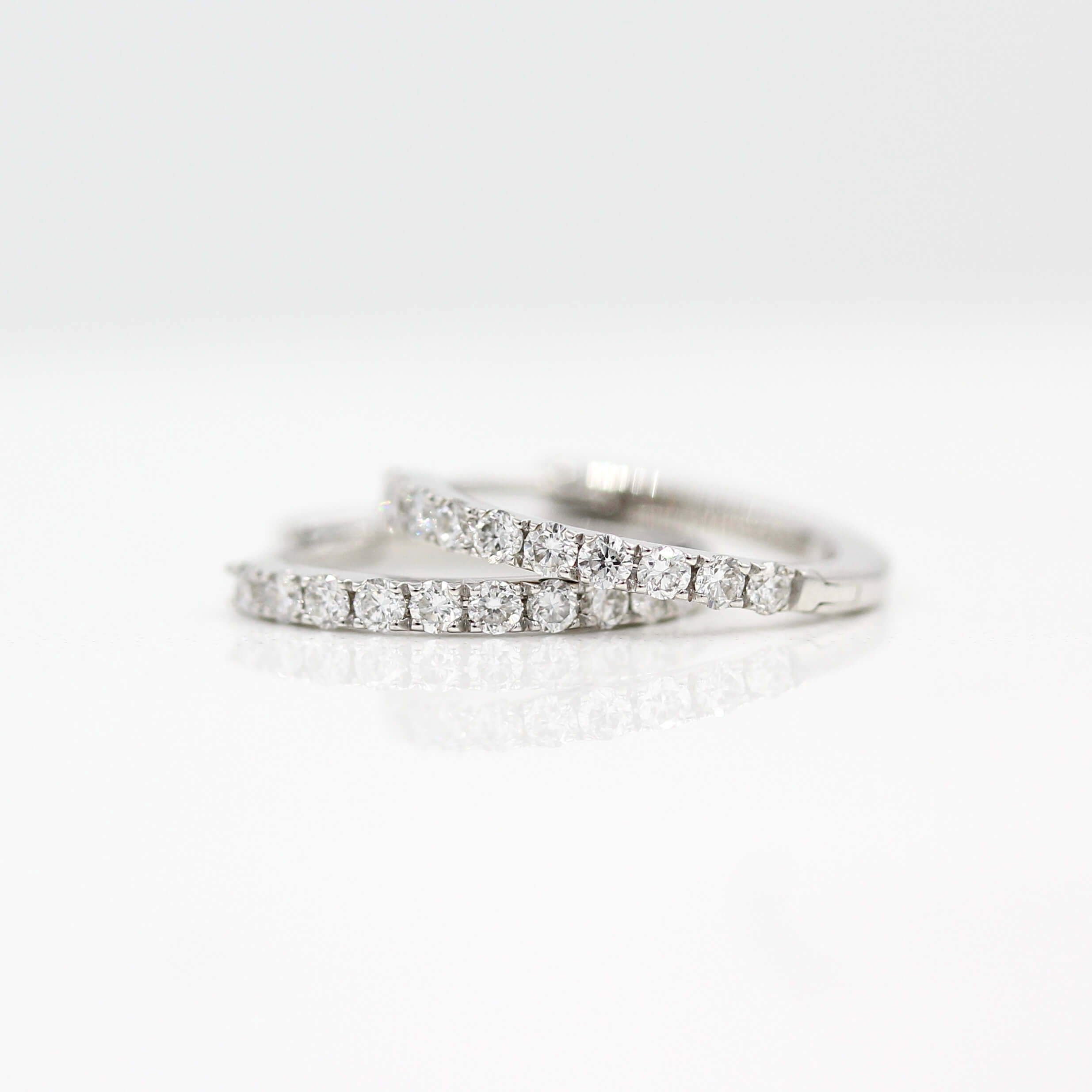 The Diamond Huggies in White Gold - 14mm – Taylor Custom Rings
