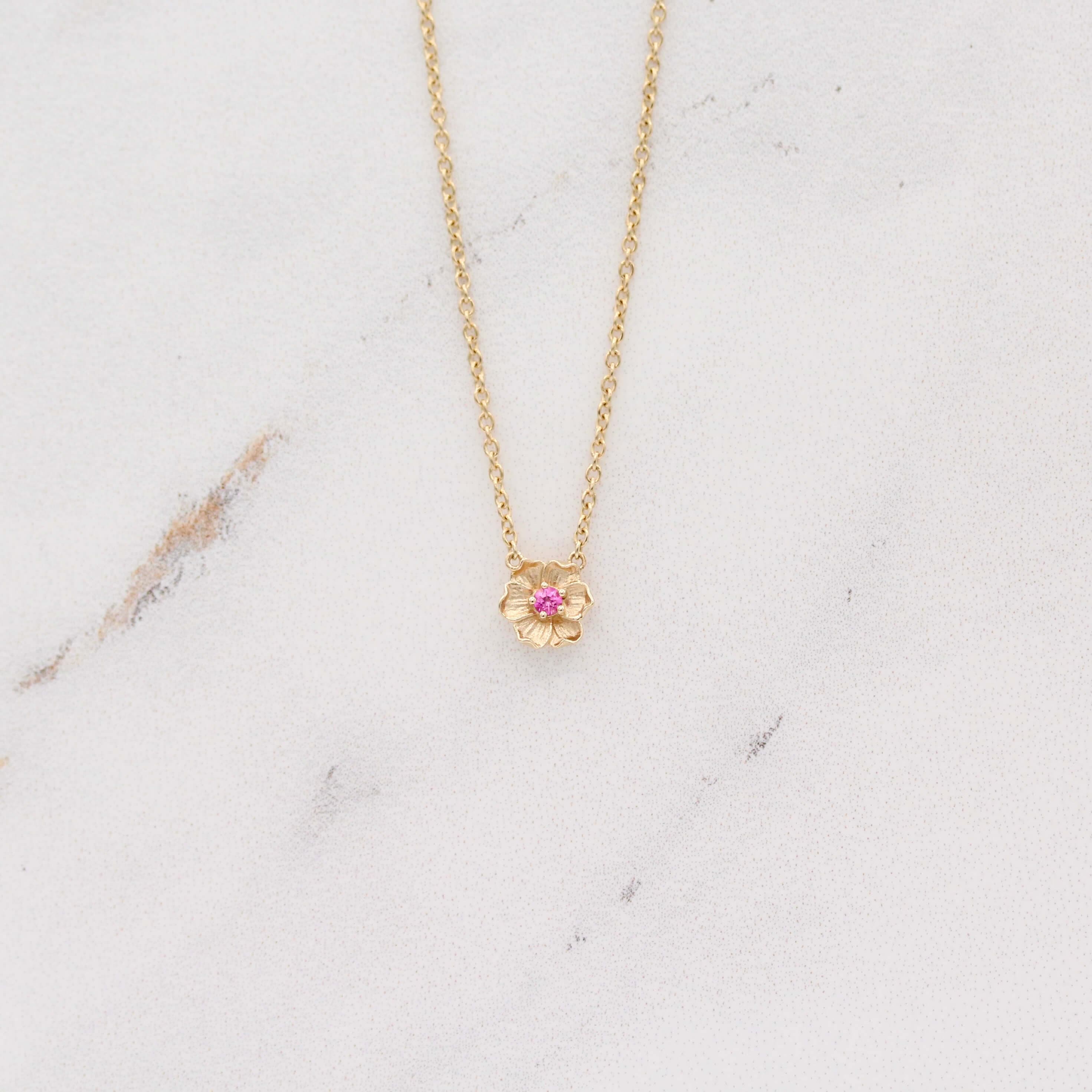 The January Poppy Birthstone Necklace with Padparadscha Sapphire ...